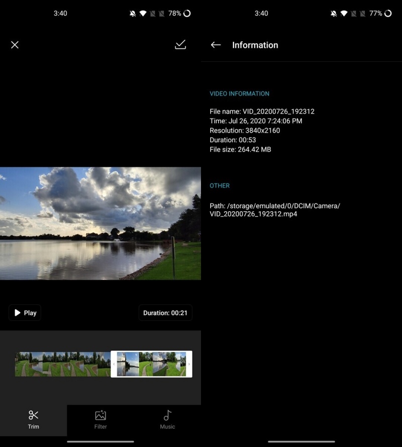 OnePlus Gallery cho phép người dùng render video 4K 60Fps ở trình chỉnh ...