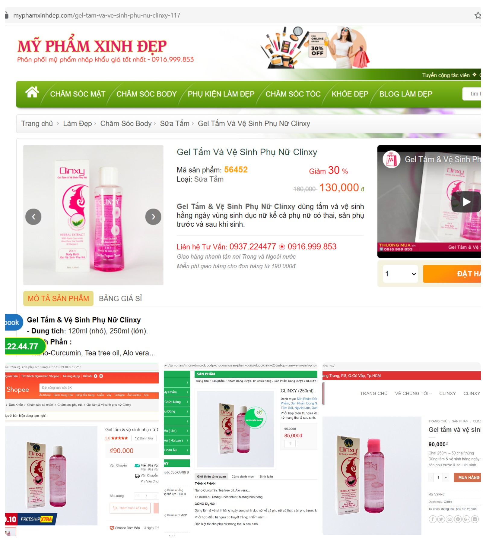 Đình chỉ lưu hành, thu hồi mỹ phẩm Clinxy Gel tắm & vệ sinh phụ nữ của ...