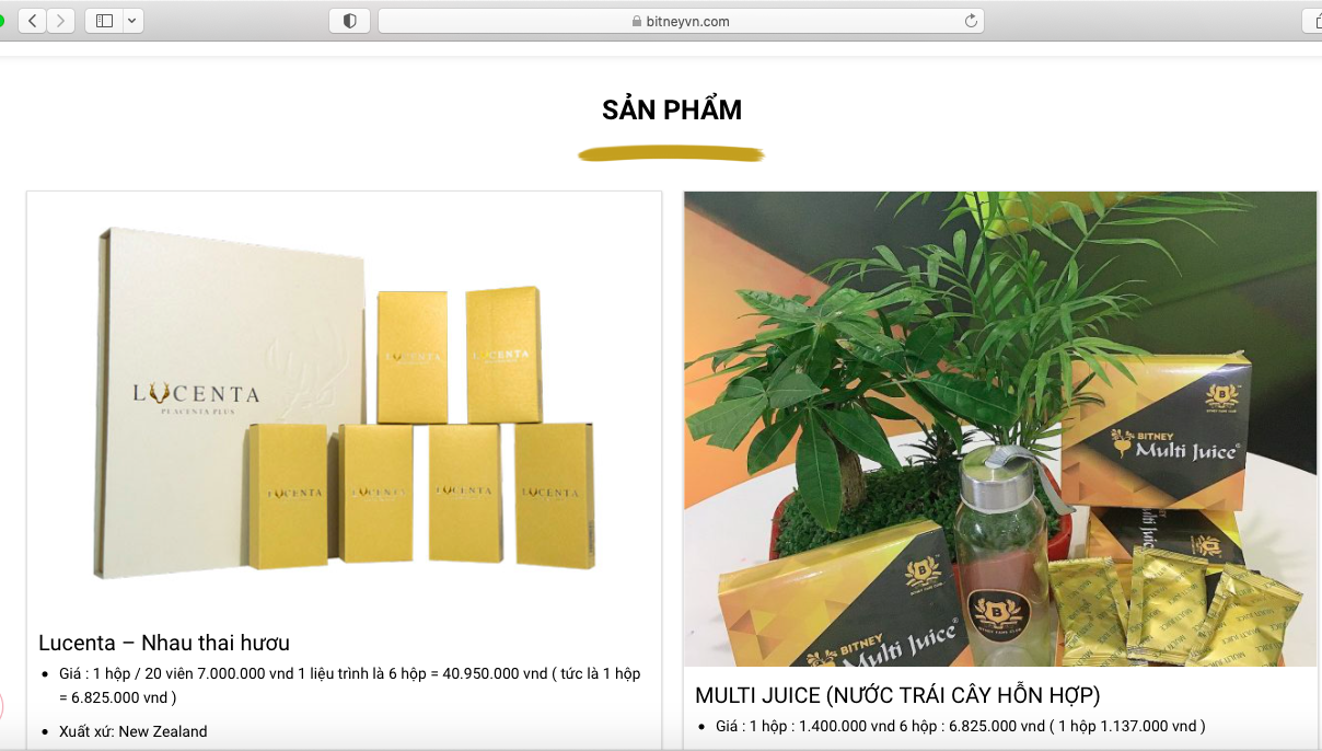 Sản phẩm của Tập đoàn Bitney vẫn bán công khai theo hình thức đa cấp ...